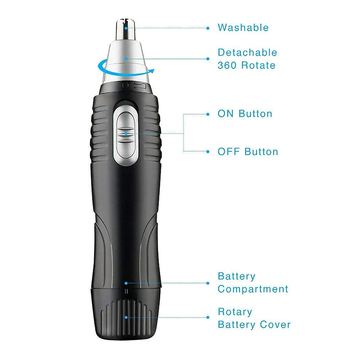 Nose Hair Trimmer - Waterproof Stainless Steel Nose Trimmer Beard and Eyebrow Clipper