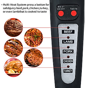 Beyond Group 80-09 Digital Meat Instant Read Thermometer with LED Screen and Ready Alarm, Kitchen Probe with Long Fork for Grilling, Barbecue and Cookin, l, white