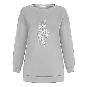 iHPH7 Womens 2023 Autumn Casual Oversized Long Sleeve Round Neck Blouses Loose Fit Pullover Dancing Skull Graphic Sweatshirt A-grey