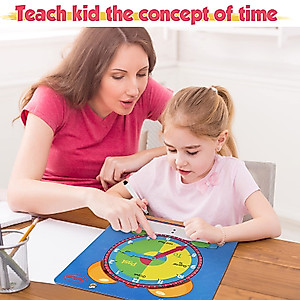 Magnetic Writable Dry Erase Learning Clock | Clock for Kids Learning to Tell Time | Large 12" Demonstration Teaching Time Practice Clock with Dry Erase Writing Surface | Pen Included | (Dark Blue)