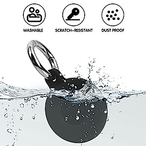 New AirTag Case 4 Pack Compatible with Apple AirTag(2021), Soft Washable Silicone Anti-Dust Protective Keychain Holder AirTag Case Black & White