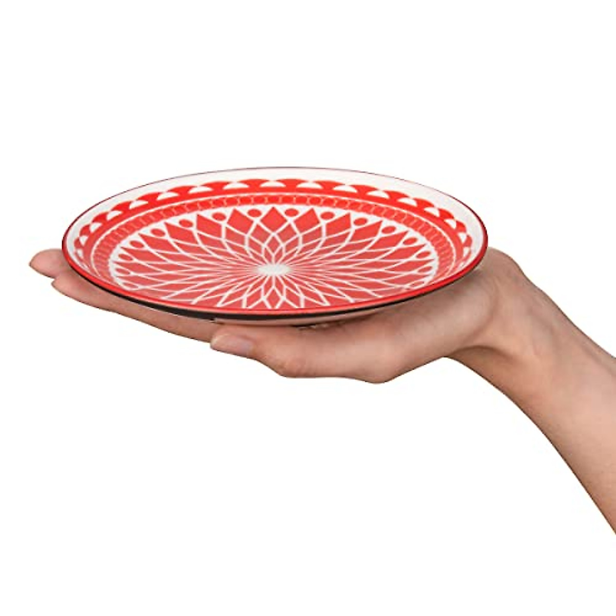 Annovero Small Mini Dessert Plates - Dinnerware for Dessert, Pie, Cake, Cute and Colorful Stoneware Dishes for Kitchen, Microwave and Oven Safe, 6 Inch Diameter, Set of 6