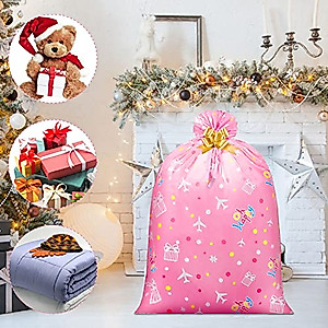 4 Pcs Jumbo Gift Bags 56 In Large Gift Bags with 4 Rolls Ribbons Giant Gift Bags for Huge Gifts Plastic Gift Bags for Presents Wrapping Bike Wrapping Birthday Christmas Party Any Occasion（Pink Dots）