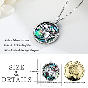 JUSTKIDSTOY Koala Necklace 925 Sterling Silver Abalone Shell Koala Bear Necklace Koala Jewelry Graduation Gifts for Women Animal Lovers