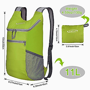 G4Free Lightweight Packable Hiking Backpack for Men Women Small Hiking Daypacks Foldable Shoulder Pack Casual Outdoor Bag 11L