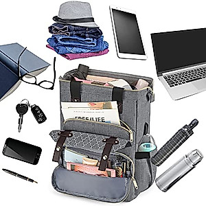 Kuosdaz Travel Backpack for Women Men, Large Wide Open Womens Backpack for Work, Water Resistant Collage Backpack with USB Port, 17.3 Inch School Bookbag Computer Bag for Doctor Teacher Nurse, Grey