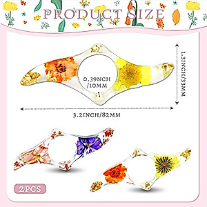 2 Pieces Dried Flower Resin Book Page Holder Transparent Thumb Ring Page Holder Handmade Personalized Flower Resin Holders Reading Bookmark Accessories for Reader Book Lovers