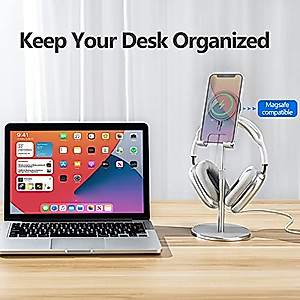 FULAIM P30 Aluminum Metal Headphone Stand, Removable Desktop Headset Holder Adjustable Earphone Stand for AirPods Max Sennheiser, Sony, Bose, Beats Gaming Headset - Silver