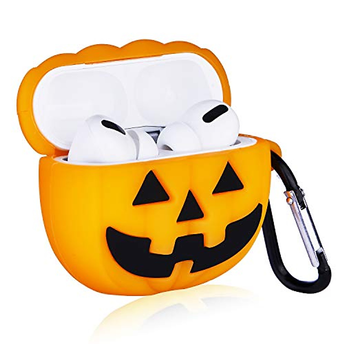 Jowhep Case for AirPod Pro 2019/Pro 2 Gen 2022 Cartoon Cute Silicone Cover with Keychain Funny Food Shockproof Soft Protective Skin for Air Pods Pro Girls Kids Shell Fun Cases for AirPods Pro Pumpkin