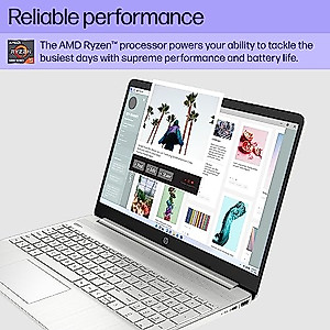 HP 15 inch Laptop, HD Display, AMD Ryzen 5 5500U, 8 GB RAM, 256 GB SSD, AMD Radeon Graphics, Windows 11 Home, 15-ef2099nr (2023),Silver