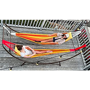 Skybed Universal Hammock Stand Fits 2 Single Hammocks 7 ft to 14 ft Long or 1 Double Wide | Unique Head Up Mount Option for Dual Hammock Chat Mode | Heavy Duty | 600 Lbs Capacity | Indoor/Outdoor