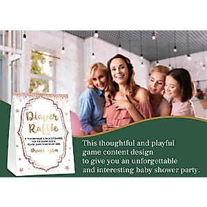 Diaper Raffle Baby Shower Game Set(1 Standing Sign + 50 Guessing Cards), A Little Princess Diaper Raffle Tickets for Baby Shower, Pink and Gold Baby Shower Party Favor Decor - B13
