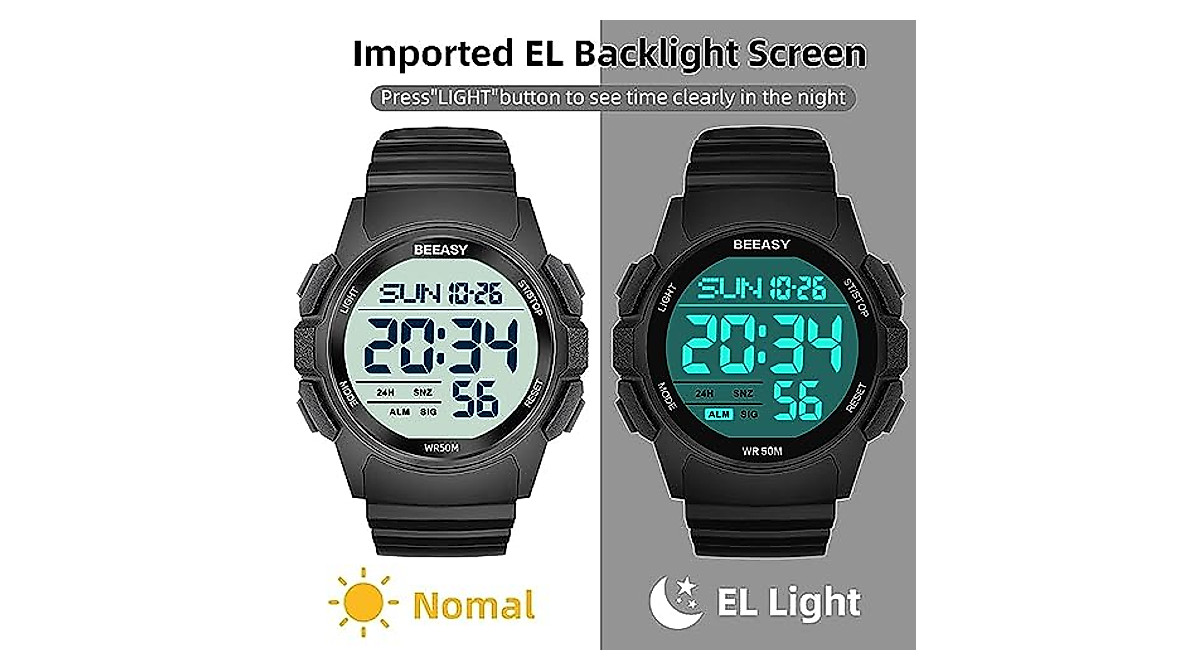 Beeasy Men Digital Sports Watch,Waterproof Watch with Stopwatch ...