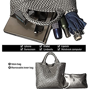 BZXHVSHA Women's Tote Bag Large Capacity Handbags And Purse For Ladies, Silver