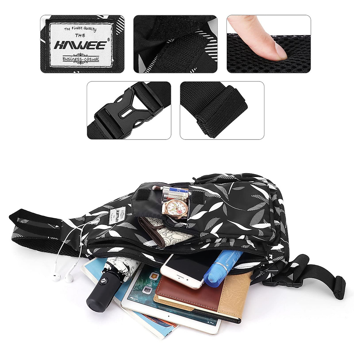 HAWEE Rope Sling Bag for Women Men Casual Cross Body Daypack Backpack Adjustable Strap with Side Pocket Anti-theft for Travel/Sport, Willow