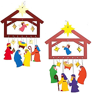 Baker Ross AX578 Nativity Wooden Mobile Kits - Pack of 2, Christmas Decorations for Kids to Decorate and Display, Ideal Kids Arts and Crafts Project