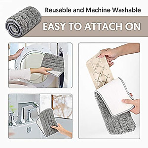 HOMTOYOU Microfiber Spray Mop Pads Reusable Washable Mop Flat Replacement Heads Refill Pack for Dust Wet Or Dry Floor Cleaning and Commercial Cleaning Refills -3Pack