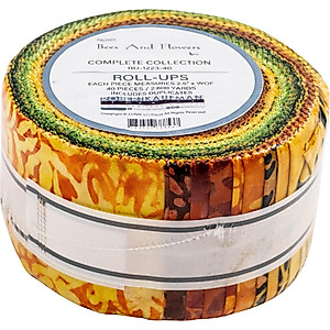 Lunn Studios Artisan Batiks Bees and Flowers 40 2.5-inch Strips Jelly Roll Robert Kaufman RU-1223-40