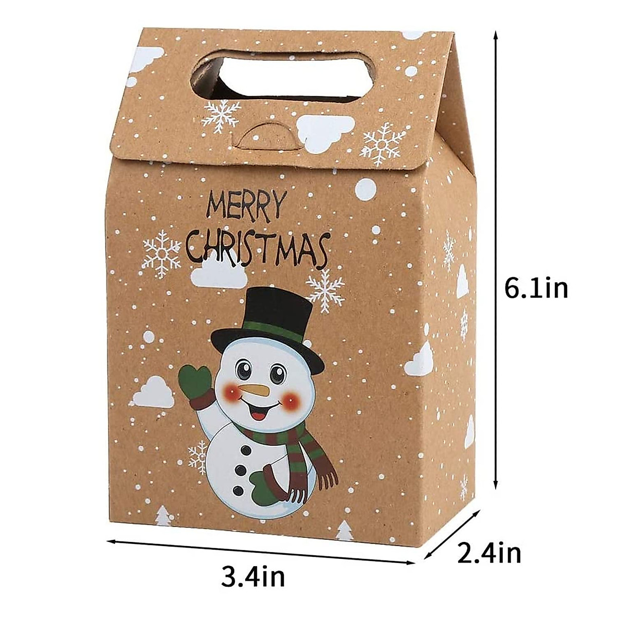 CCINEE Christmas Treat Bags, 24pcs Kraft Paper Gift Bags for Christmas Party Gift Packing Supply