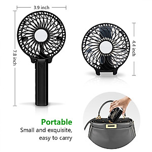 2-PACK Portable Handheld Fan,USB Rechargeable Fan with 2200mAh Battery Operated, Mini Hand Held Fans 3 Speeds Adjustable, 180° Rotation Foldable Personal Desk Fan for Home Office Desktop and Travel