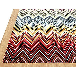 Magic Zig Zag 5' X 8' Feet Multi Color Hand Tufted Modern Style 100% Wool Area Rug/Carpet
