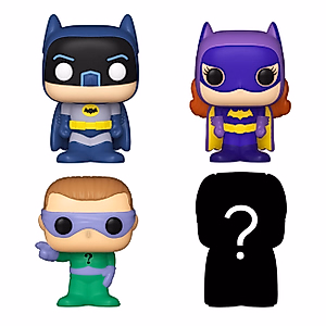 Funko Bitty POP! DC - Batgirl, 4-Pack - Batman, Batgirl, The Riddler and A Surprise Mystery Mini Figure - 0.9 Inch (2.2 Cm) - DC Comics Collectable - Stackable Display Shelf Included - Gift Idea