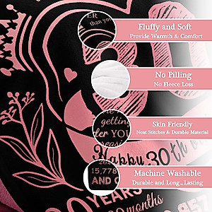 HAINANBOY 30th Birthday Blanket for Her, Polyester, Blackpink, 60x50 in, Lightweight, Perfect 30 Year Old Gifts for Women