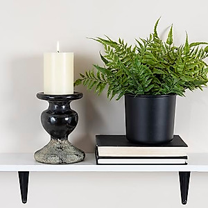 Creative Co-Op 2-Tone Sculptural Terracotta Pillar Candle Holder, Distressed Black