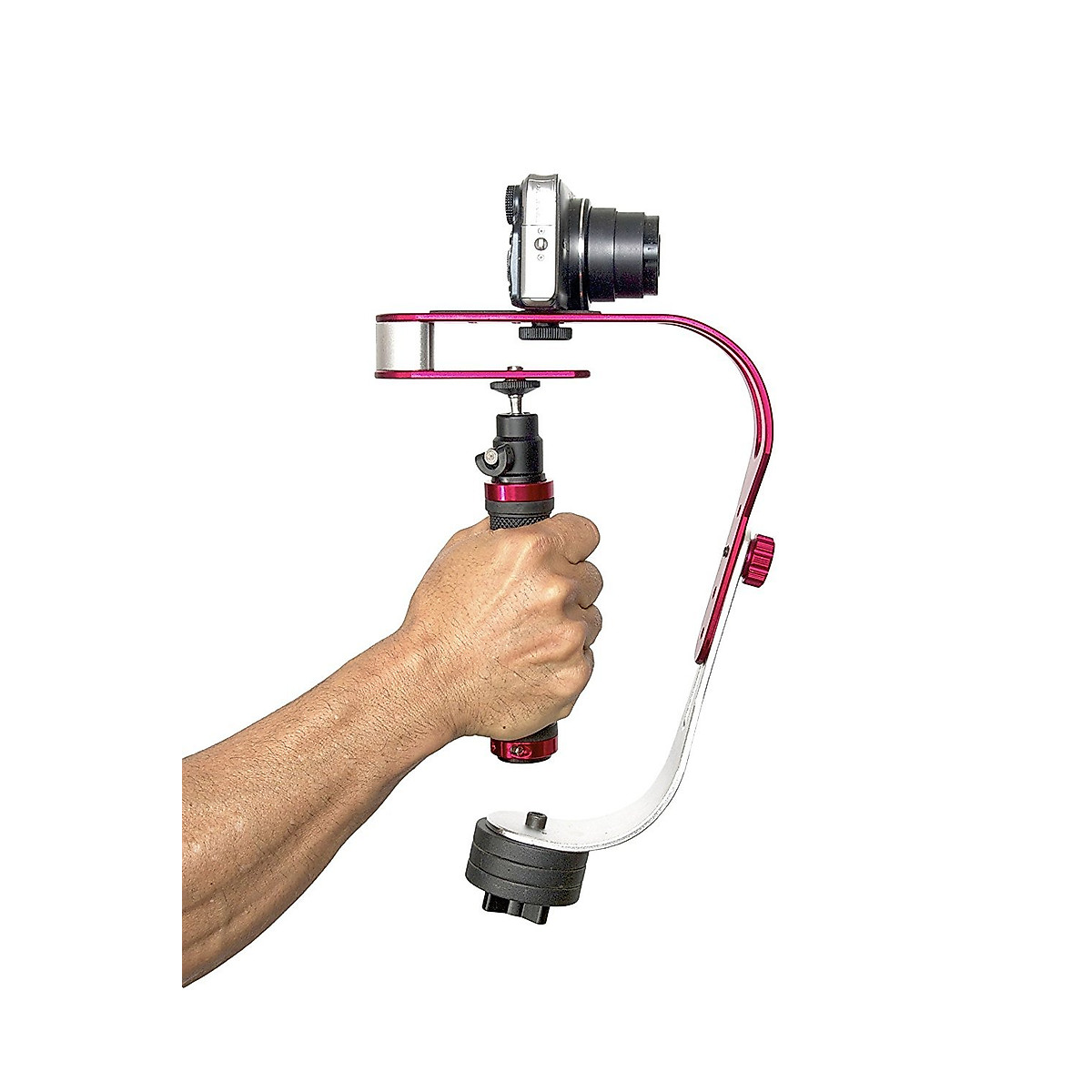 Roxant Pro Video Camera Stabilizer with Phone Clamp - Cameras up to 2.1lbs - Compatible with GoPro, Canon, Nikon & Smart Phones (Red)