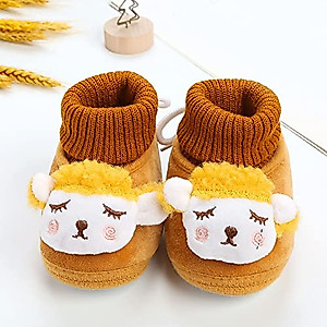 Lykmera Toddler Winter Cotton Socks Shoes Boys Girls Floor Shoes Elastic Band Comfortable Warm Cute Cartoon Sheep Boots (C, 12-18 Months)