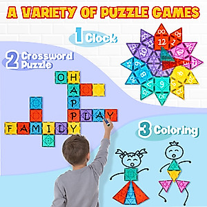 Magnetic Tiles STEM Building Toys for 3+ Year Old Boys Girls 102PCS Magnet Blocks Kindergarten Classroom Must Haves Sensory Toys Preschool Learning Educational Toys Kid Age 3-5, 4-6, 6-8 Gifts