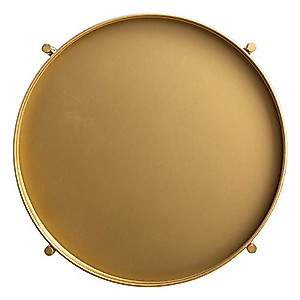 HollyHOME 2-Tier Round Metal End Side Table, Accent Anti-Rust Waterproof Simplistic Sofa Table, Modern Tray Outdoor&Indoor Folding Coffee Table, (D) 15.75" x(H) 20.47", Golden