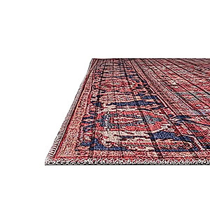 Rugs.com Maahru Collection Washable Rug Square Rust Red Low-Pile Rug Perfect for Living Rooms, Kitchens, Entryways, 5 ft 3 Square