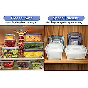 GiFBERA 40-Piece Food Storage Containers with Lids and Vent (20 Containers & 20 Lids) - Food Grade Kitchen Organization for Leftover, Meal Prep, Lunch - Microwave Dishwasher Safe
