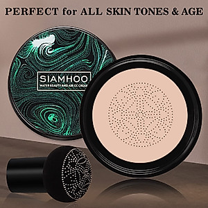 SIAMHOO 2pcs Air Cushion CC Cream Mushroom Head,BB Cream,Foundation Makeup Moisturizing Foundation Brightening Fitting Base,Concealer Lasting(NATURAL)