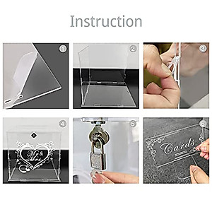 Jolik Acrylic Wedding Card Box with Lock Wedding Gift Card Box, Large Clear DIY Card Box Wedding Money Box for Wedding Birthday Baby Shower Anniversary