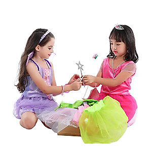 Fedio Dress up Clothes for Little Girls - Kids Dress up & Pretend Play Princess Dress up Trunk Costume for Girls 3-6 Years