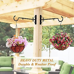 BOLITE 18023 Bird Feeder Hanger(16 to 24 Inch), Adjustable Hanging Plant Bracket, Wall Hooks for Hanging Bird Feeders, Planters, Lanterns, Wind Chimes, String Lights, 2 Pack, Black