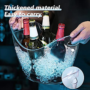 Ice Bucket 2 Pcs 4 Liter Beverage Tub Champagne Wine Bucket for Parties and Drinks Plastic Acrylic Ice Tub with Scoops for Cocktail Bar Good for Champagne or Beer Bottle