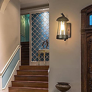 TONPOP Outdoor Lighting Fixture Wall Lamp Minimalist Creativity Wall Lighting Black High Temperature Baking Paint Sconce Wall Lights E27 Base for Doorway Balcony Staircase Courtyard