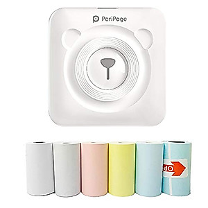 PeriPage Mini Portable Paper Photo Pocket Thermal Printer 58 mm Printing Wireless Bluetooth Android iOS Printers (White)