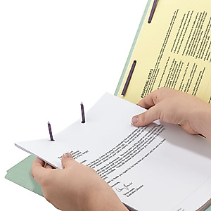Smead End Tab Pressboard Fastener File Folder with SafeSHIELD Fasteners, 2 Fasteners, 2" Expansion, Legal Size, Gray/Green, 25 per Box (37715)