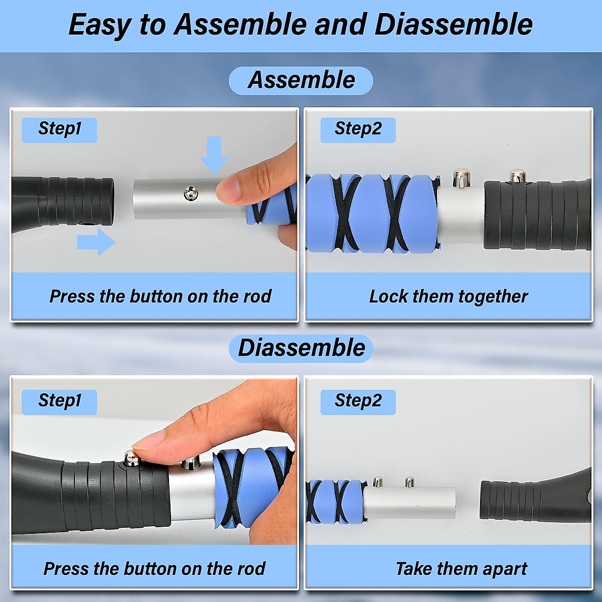 YLCVBUD 27" Snow Brush and Ice Scrapers Detachable Pivoting, Soft Bristle Head,Foam Grip, for Car,Trucks,or SUV Window & Windshield Tool (2pcs)