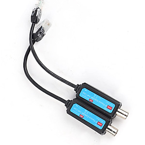 Demeras 1Pair 10/100Mbps 1CH IP Network Transmitter, Fast and Easy to Install Passive IP Network Coaxial Transmitter Receiver Extender for IP NVR Camera
