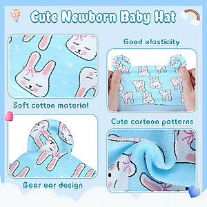 6 Pieces Newborn Baby Hat Bear Ears Infant Caps Baby Boy Girl Toddler Hats Infant Beanie Caps for 0-3 Months (Gray, Blue, White, Dark Blue,Cool)