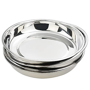 Kekow Stainless Steel Dinner Plate, Large Round Plates, 10-INCH, 4-Pack