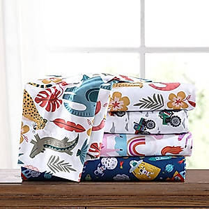 Poppy & Fritz Kids, Twin Sheet Set, Stain Resistant Kids Bedding, Soft & Cozy Toddler Bedding Set (Trucks Grey, Twin)