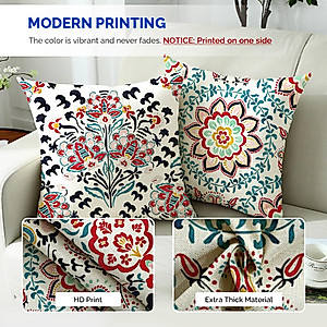 Cirzone Outdoor Pillows, Outdoor Pillow Covers 18x18 Set of 4 Waterproof Decorative Throw Pillow Covers Boho Decorations for Patio, Garden, Balcony