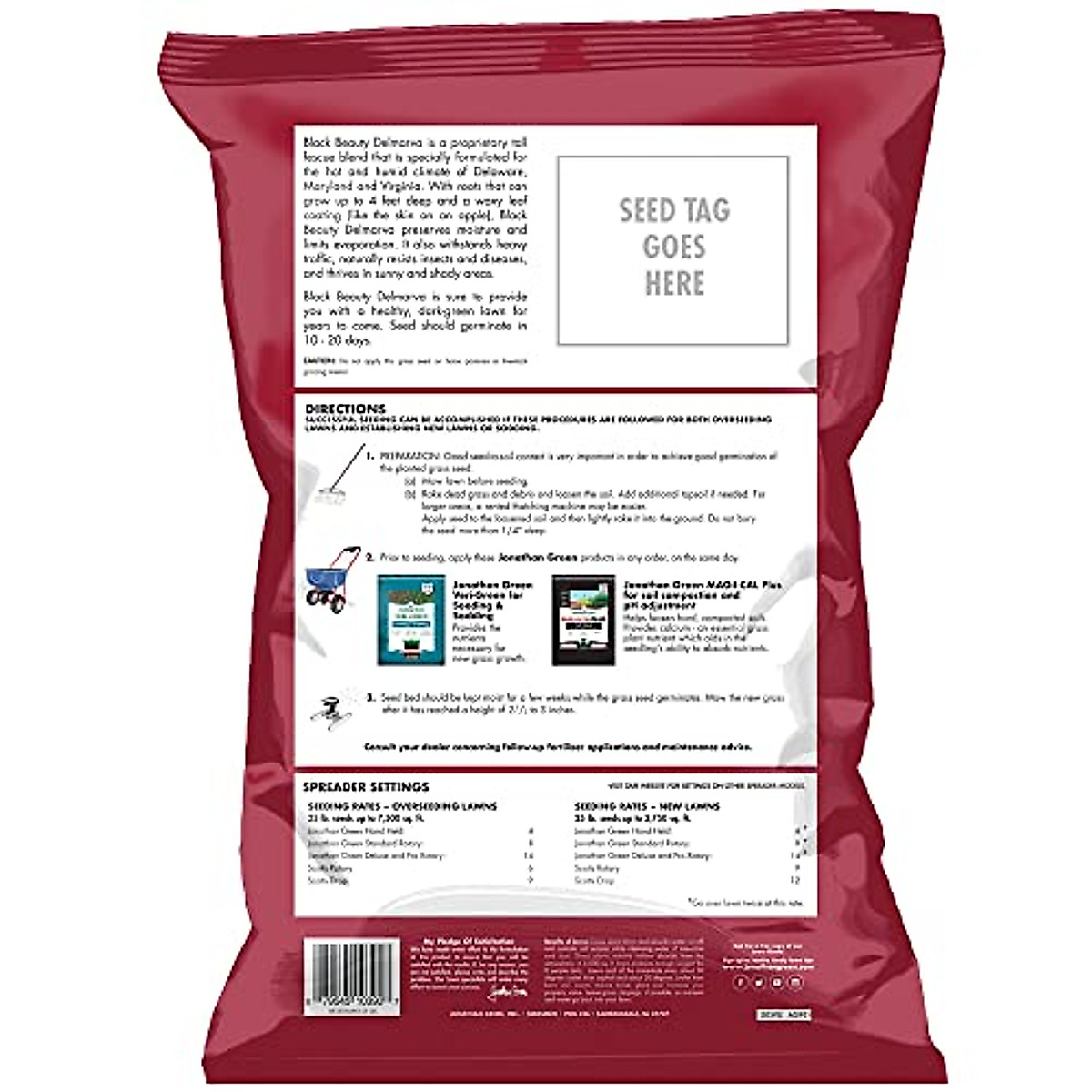 Jonathan Green (10392) Black Beauty Delmarva Grass Seed (Made for Maryland, Delaware, Virginia) - Cool Season Lawn Seed (25 lb)