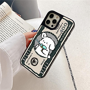 Ehreus Couple Matching Phone Case for iPhone 16 15 14 13 12 11 Pro Max Plus Mini XR X XS 7 8 SE, Aesthetic 100 Dollars Pattern iPhone Case Shock-Absorbent Hard Print Phone Case for Women Men Girls